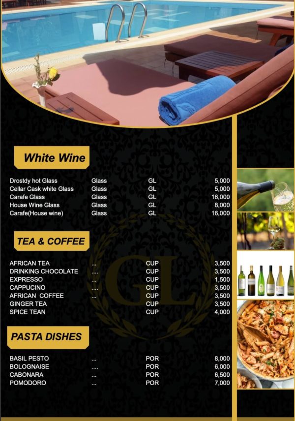 Grand Legacy Hotel Kigali Drinks Menu - Vibe Kigali
