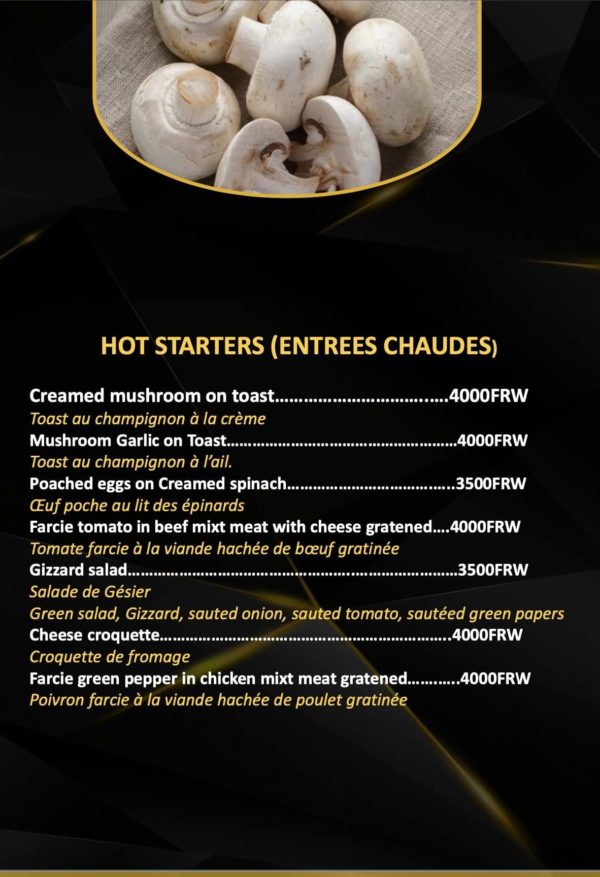 Grand Legacy Hotel Kigali Menu - Vibe Kigali