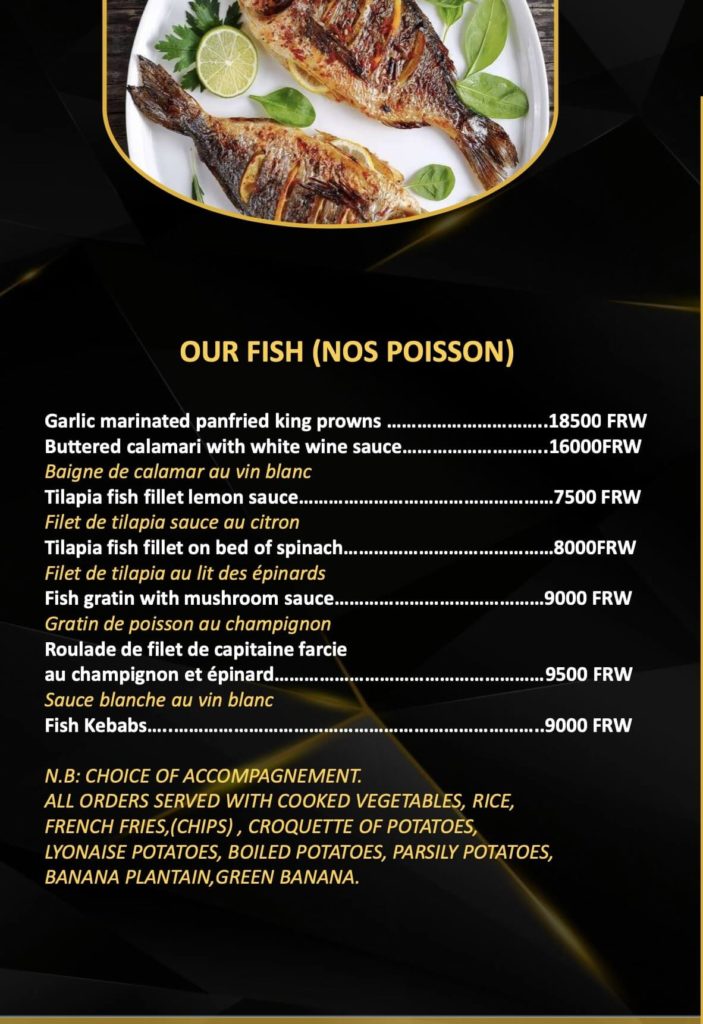 Grand Legacy Hotel Kigali Menu - Vibe Kigali