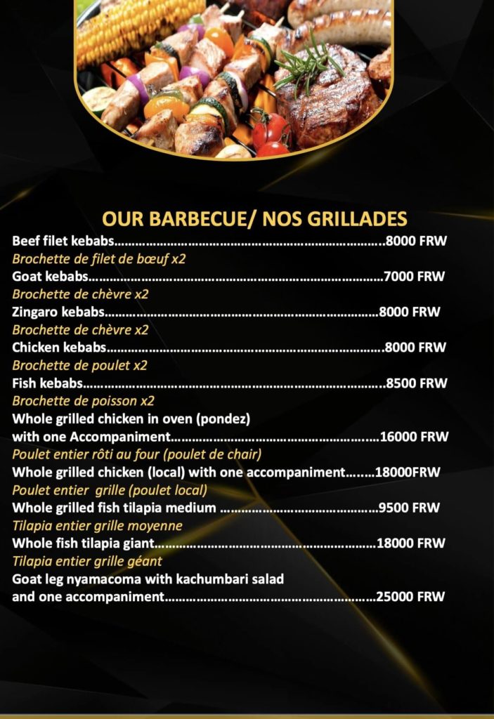 Grand Legacy Hotel Kigali Menu - Vibe Kigali